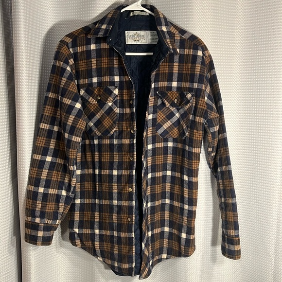 Jackets & Coats | Vintage Mens Med Bluetan Flannel Wtwo Pockets A ...